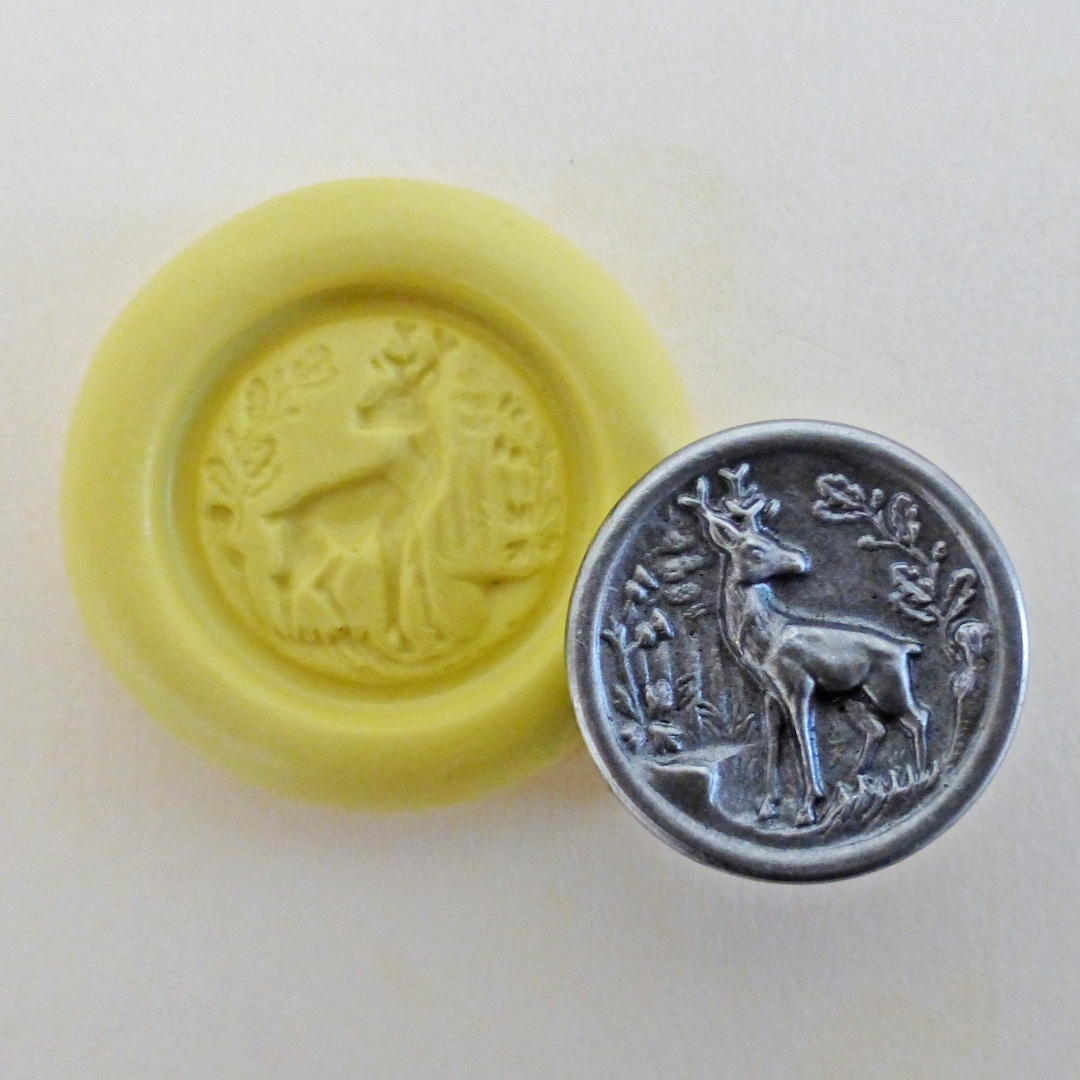 Antique Button Mold- Deer and Tree, Flexible Silicone Push Mold, PMC ...
