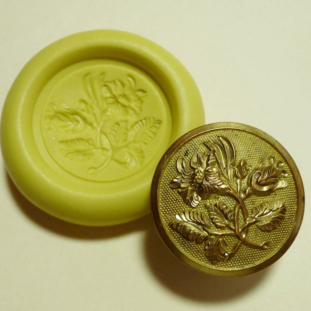 Antique Button Mold- Flowers, Floral, Flexible Silicone Push Mold, PMC ...