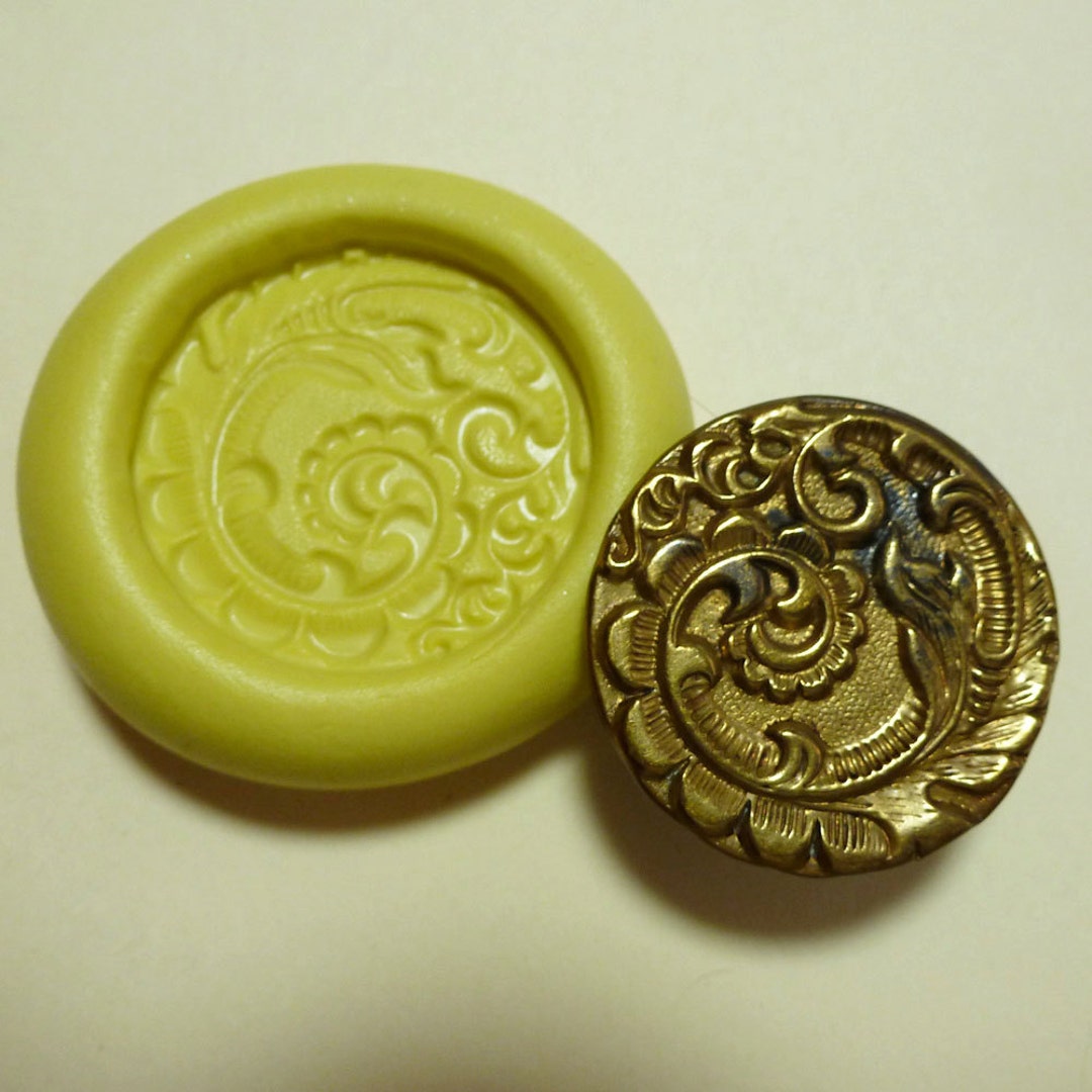Antique Button Mold- Flexible Silicone Push Mold, Ornate Victorian, PMC ...