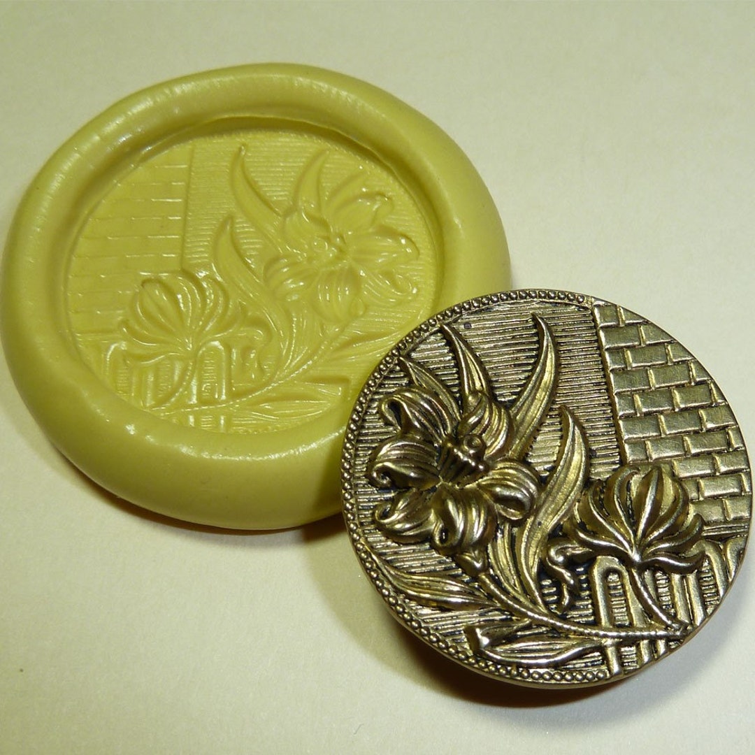 Antique Button Mold- Floral, Flowers, Flexible Silicone Push Mold, PMC ...