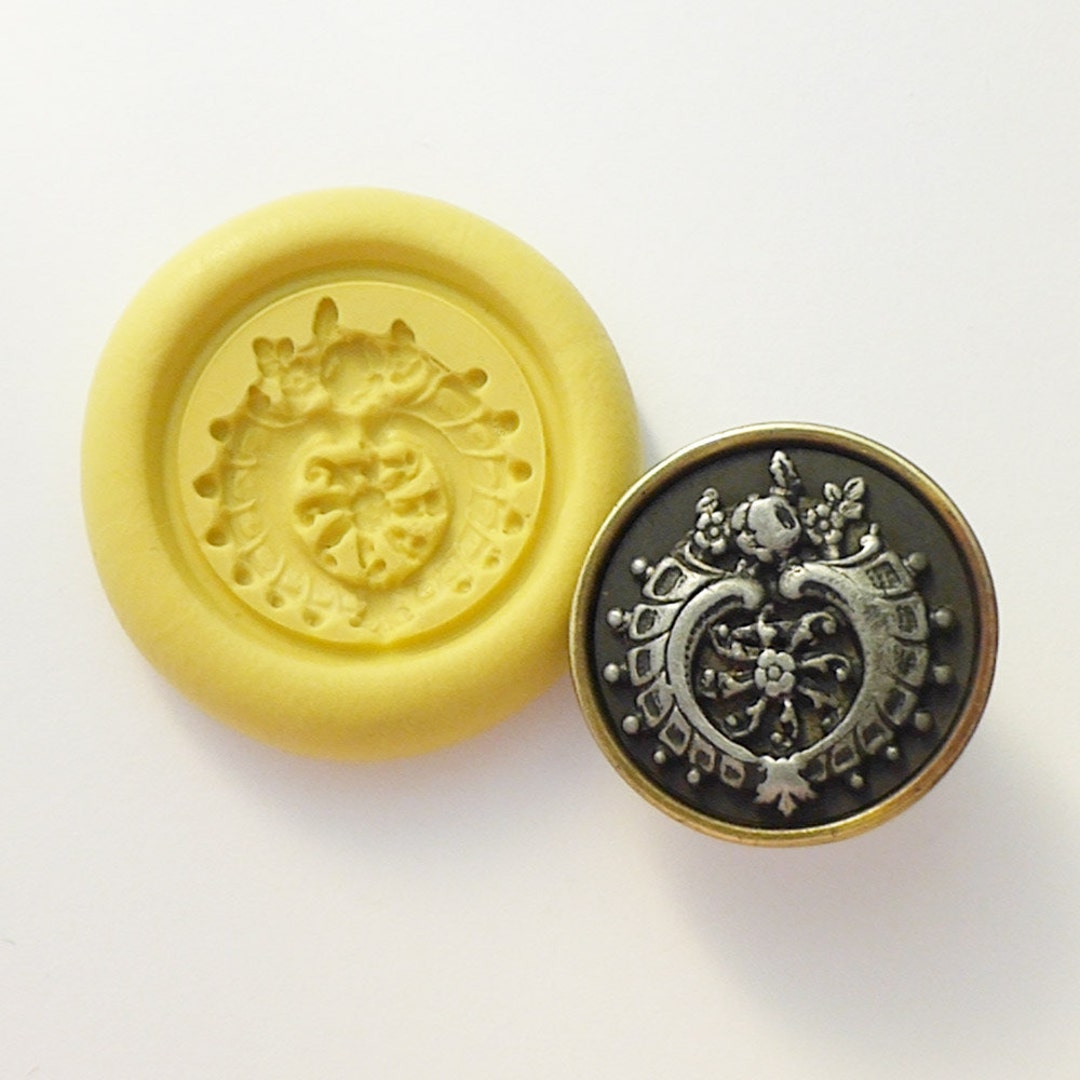 Antique Button Mold- Floral, Heart, Flexible Silicone Push Mold, PMC ...