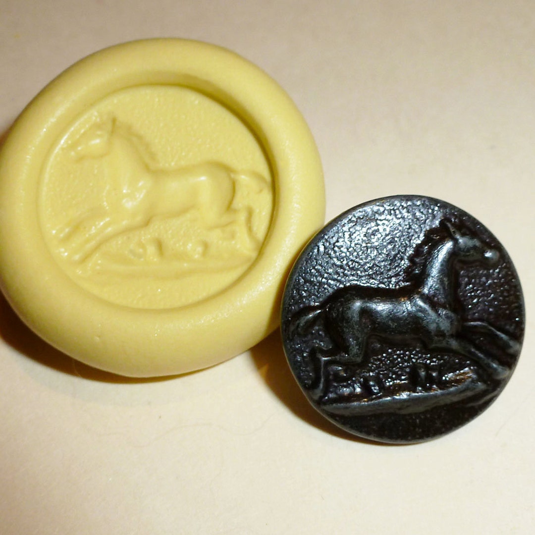 Antique Button Mold- Running Horse, Flexible Silicone Push Mold, PMC ...