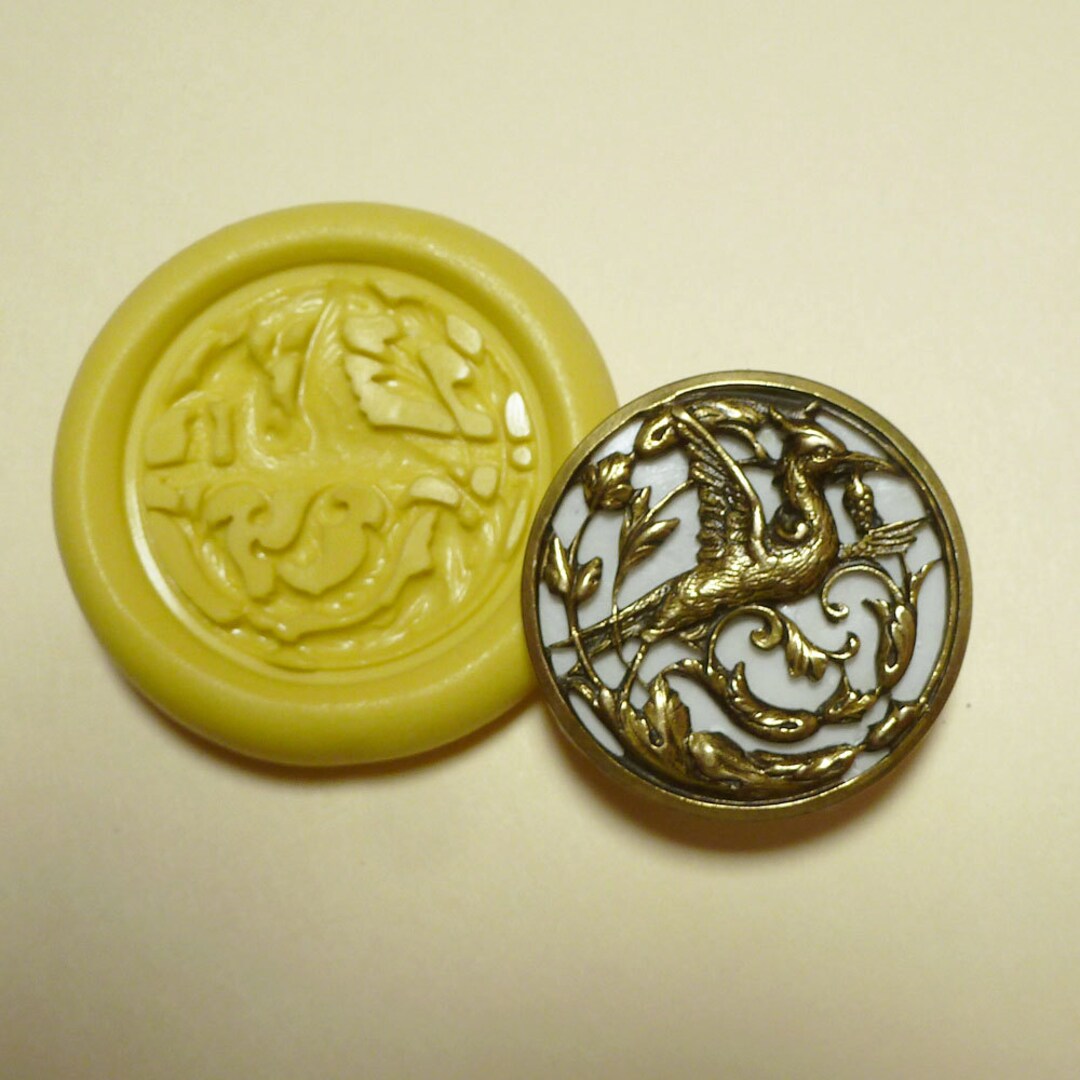 Antique Button Mold- Flexible Silicone Push Mold, Bird, PMC, Art Clay ...
