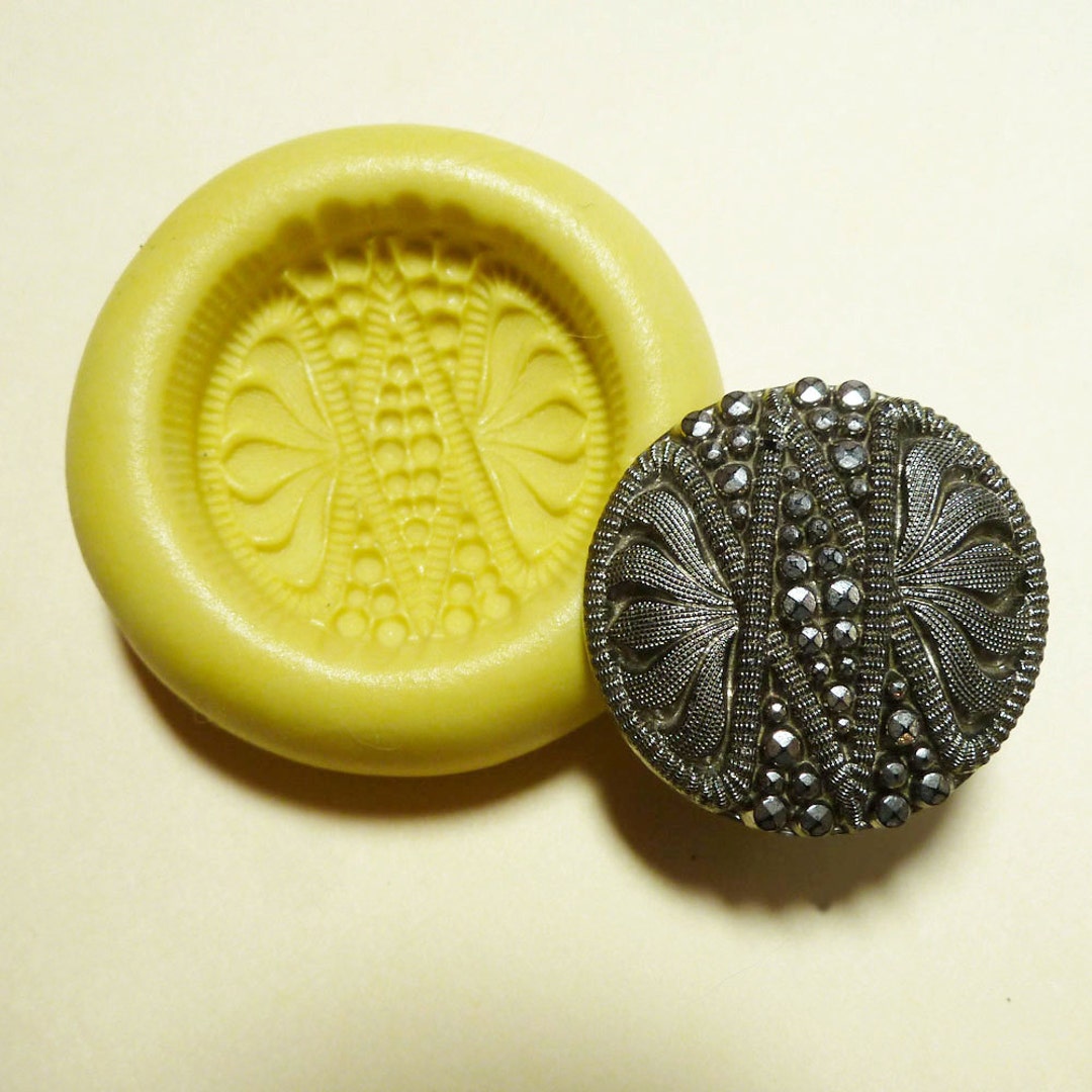 Antique Button Mold- Decorative Pattern, Flexible Silicone Push Mold ...