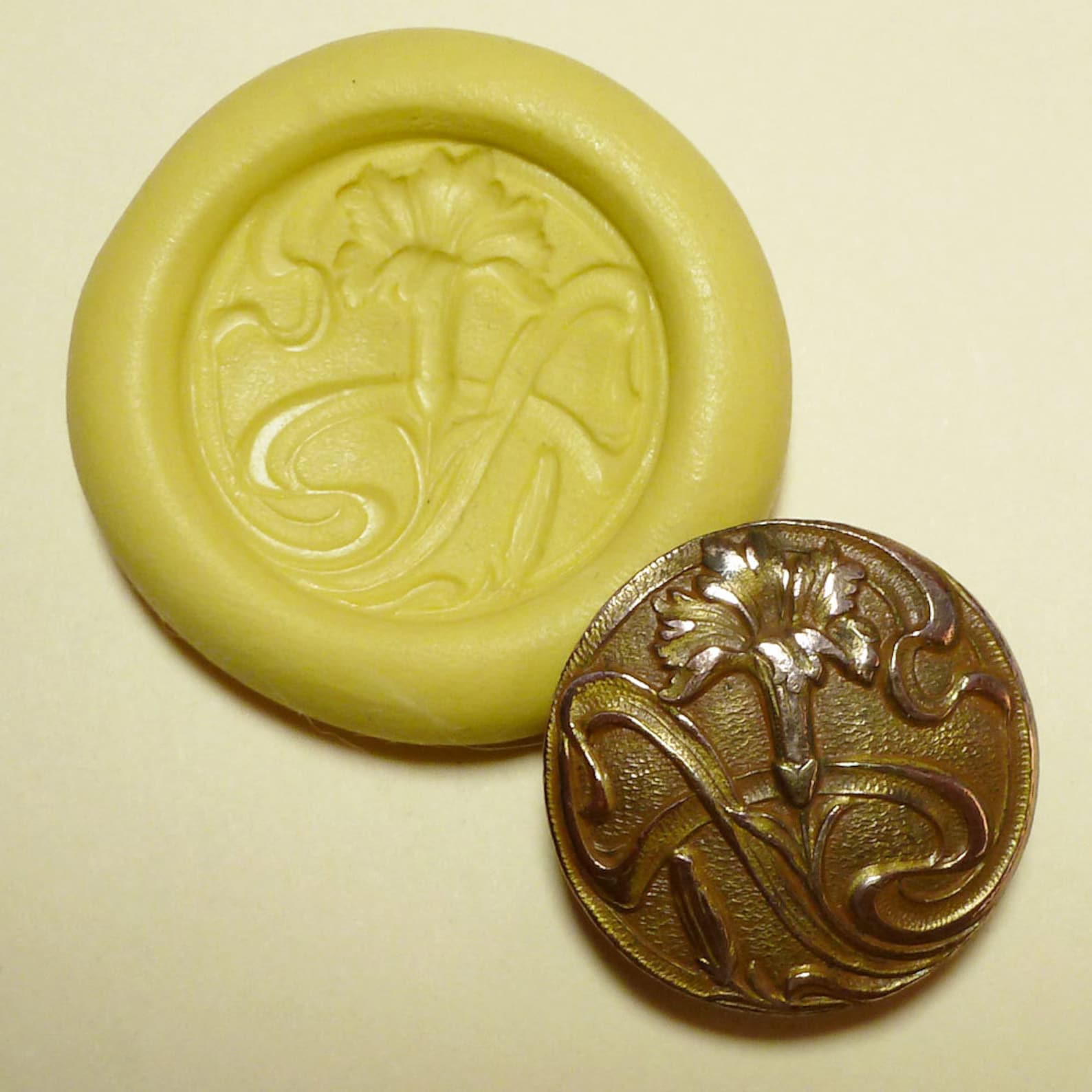 Antique Button Mold- Flower, Floral, Flexible Silicone Push Mold, PMC ...