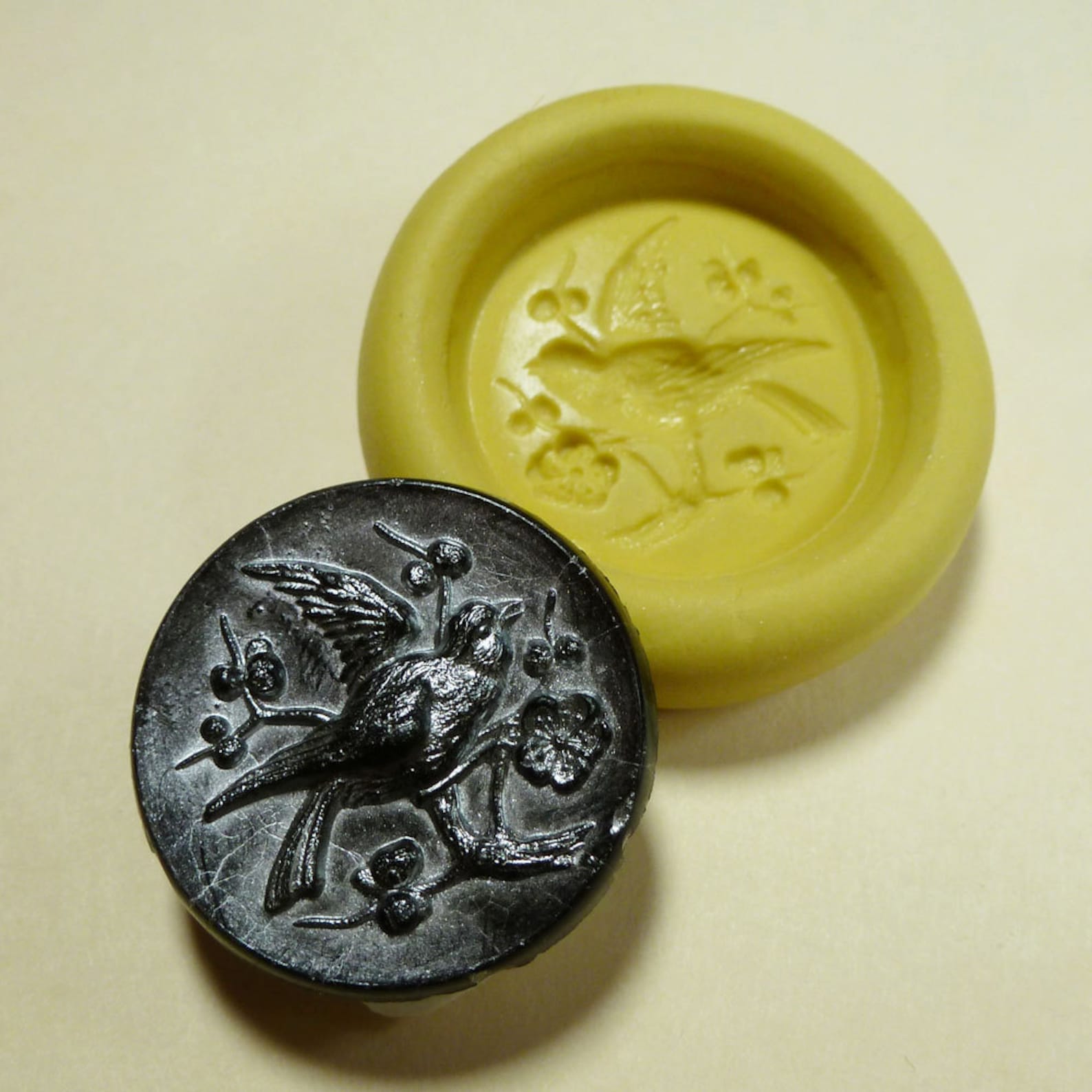 Antique Button Mold- Bird, Flexible Silicone Push Mold, PMC, Art Clay ...