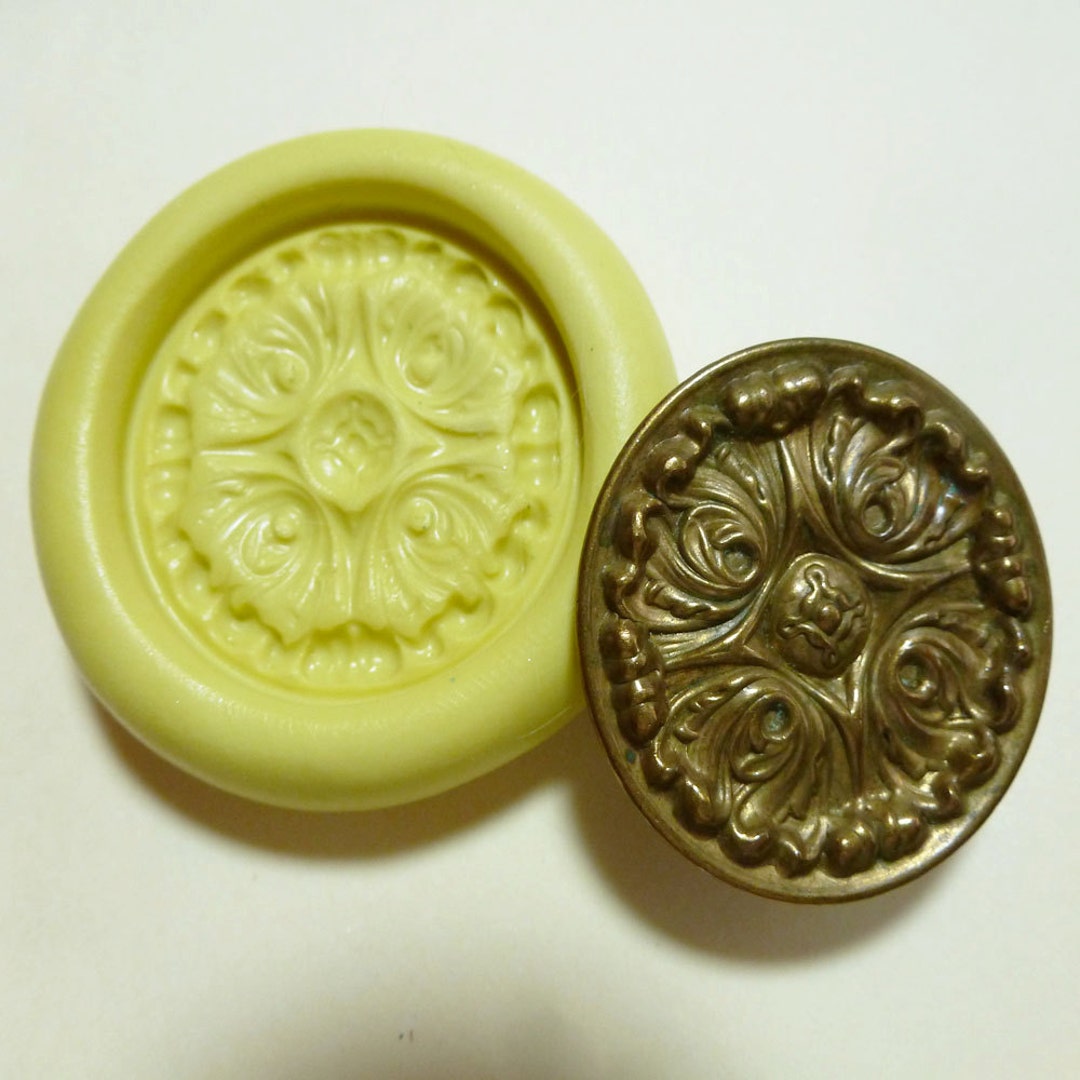 Antique Button Mold- Flexible Silicone Push Mold, Ornate Victorian, PMC ...