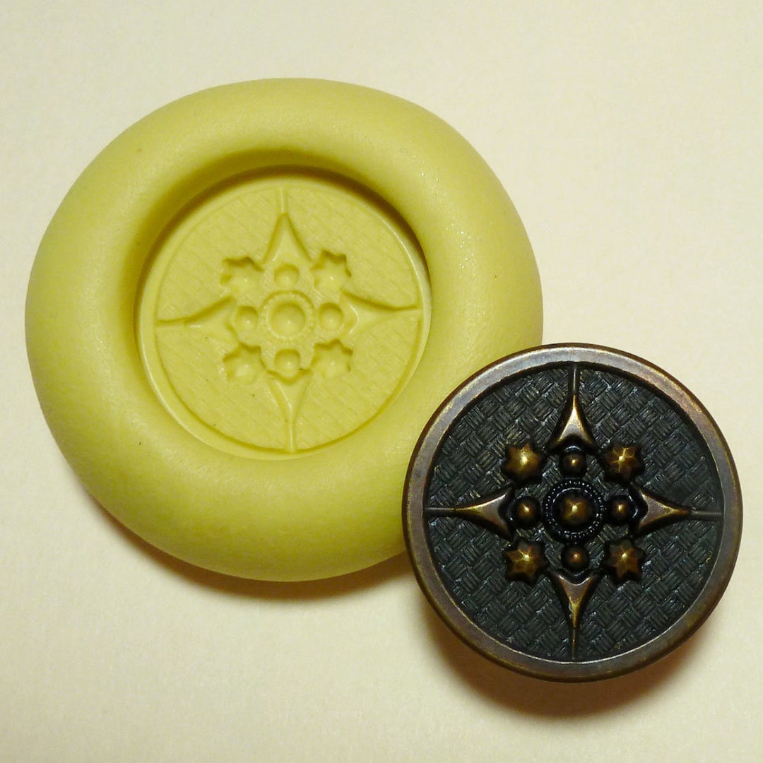Antique Button Mold- Modified Cross, Flexible Silicone Push Mold, PMC ...