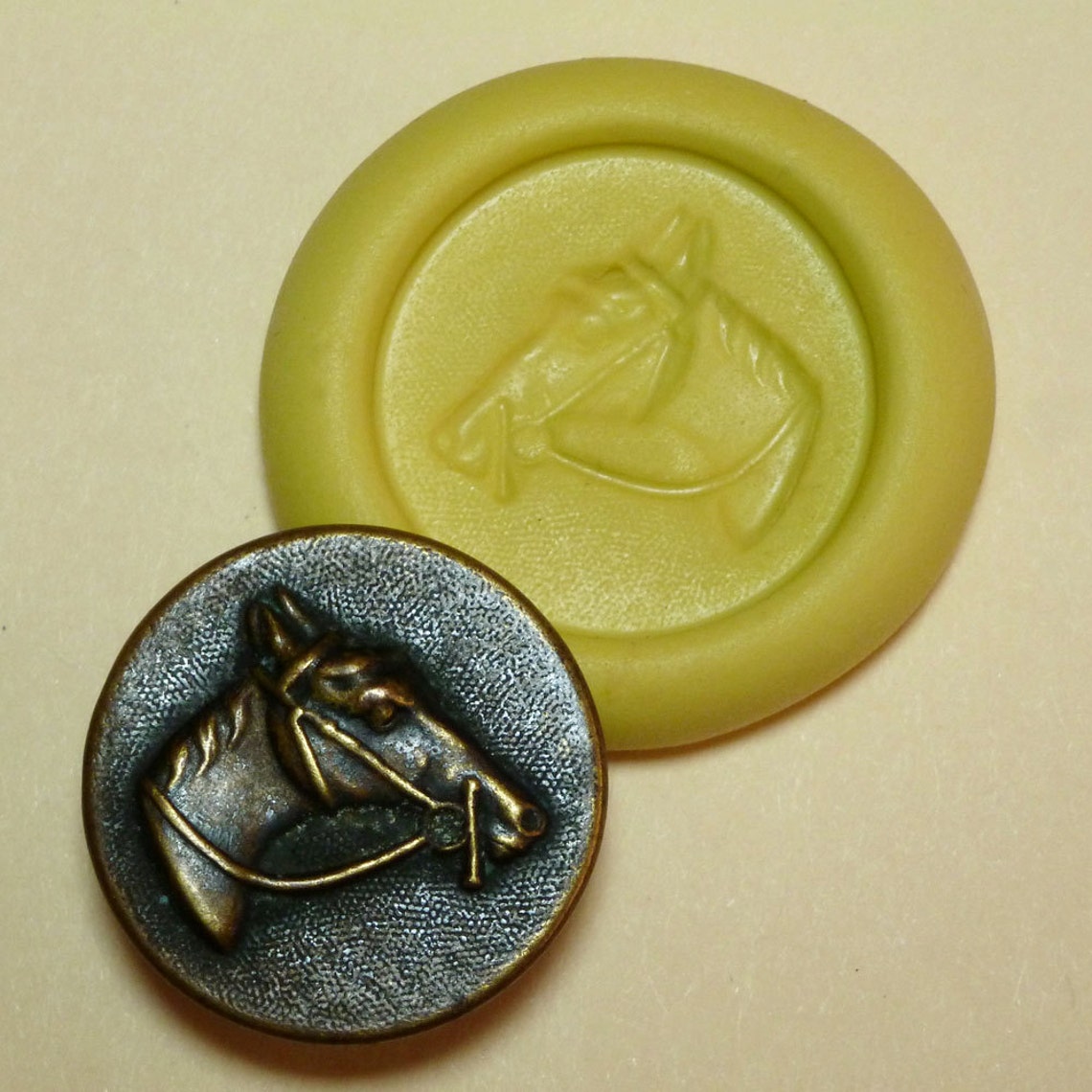Antique Button Mold- Horse Head, Flat, Flexible Silicone Push Mold, PMC ...