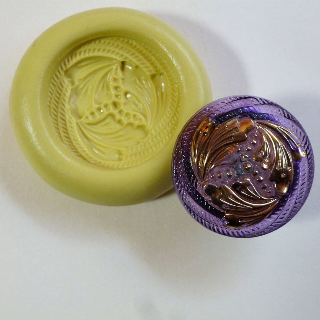 Button Mold- Leaves, Spiral, Flexible Silicone Push Mold, PMC, Art Clay ...