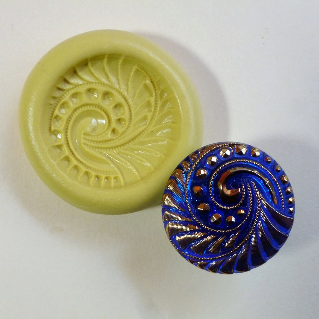 Button Mold- Spiral, Flexible Silicone Push Mold, PMC, Art Clay Silver ...