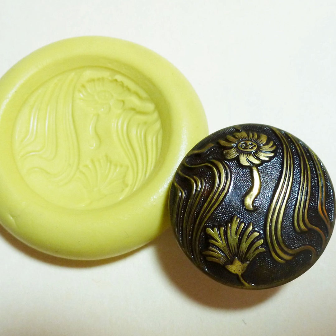 Antique Button Mold-flower Waves, Flexible Silicone Push Mold, PMC, Art ...
