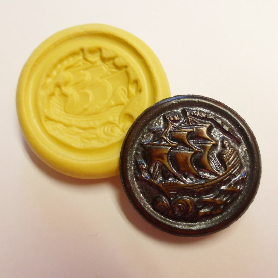 Antique Button Mold- Viking Ship, Flexible Silicone Push Mold, PMC, Art ...