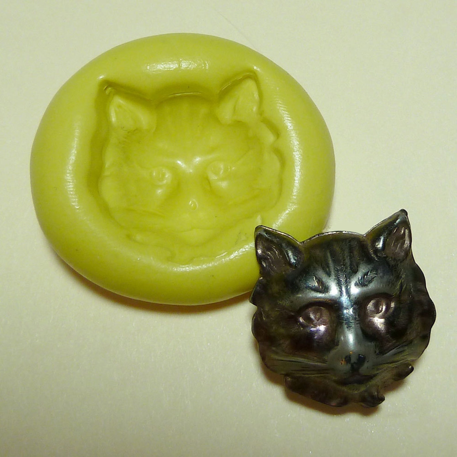 Antique button mold Cat face flexible silicone push mold | Etsy