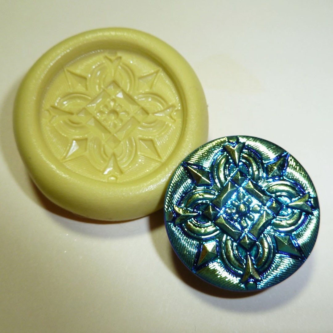 Antique Button Mold- Flexible Silicone Push Mold, PMC, Art Clay Silver ...