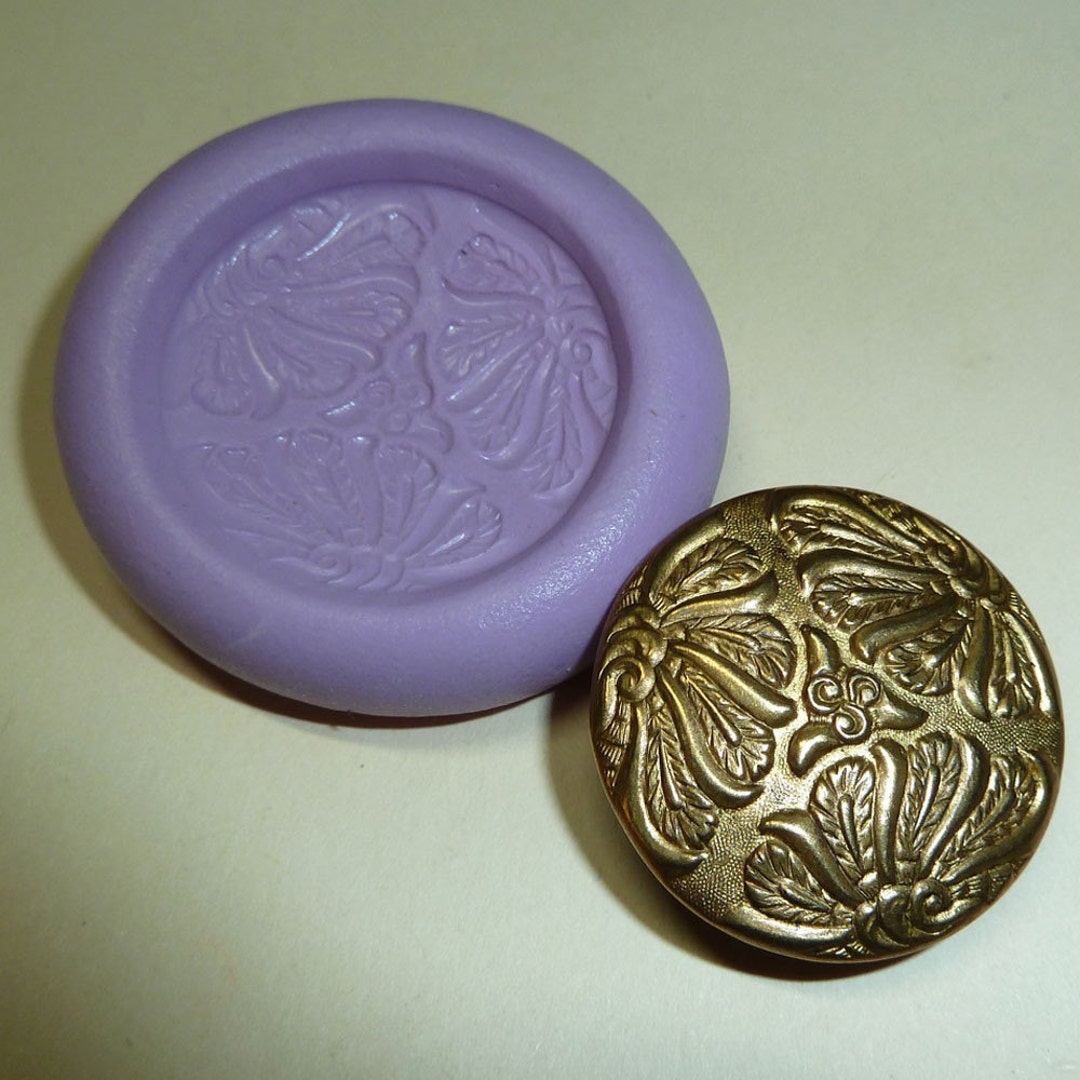 Antique Button Mold- Flexible Silicone Push Mold, PMC, Art Clay Silver ...