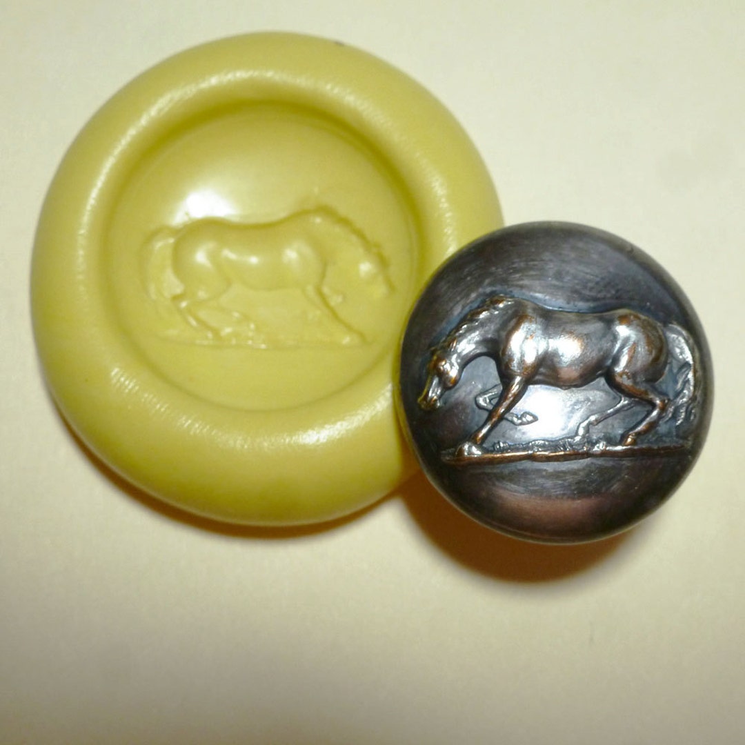 Antique Button Mold- Flexible Silicone Push Mold, Horse, PMC, Art Clay ...