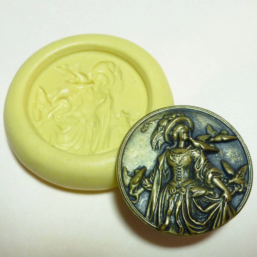 Antique Button Mold- Bird Kissing Woman, Flexible Silicone Push Mold ...