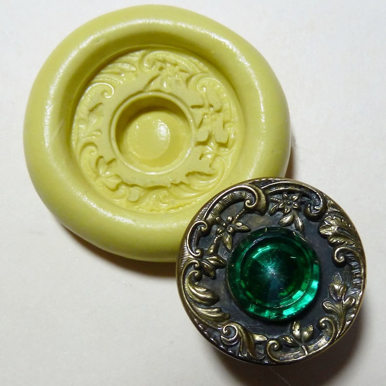 Antique Button Mold- Beautiful Border, Flexible Silicone Push Mold, PMC ...