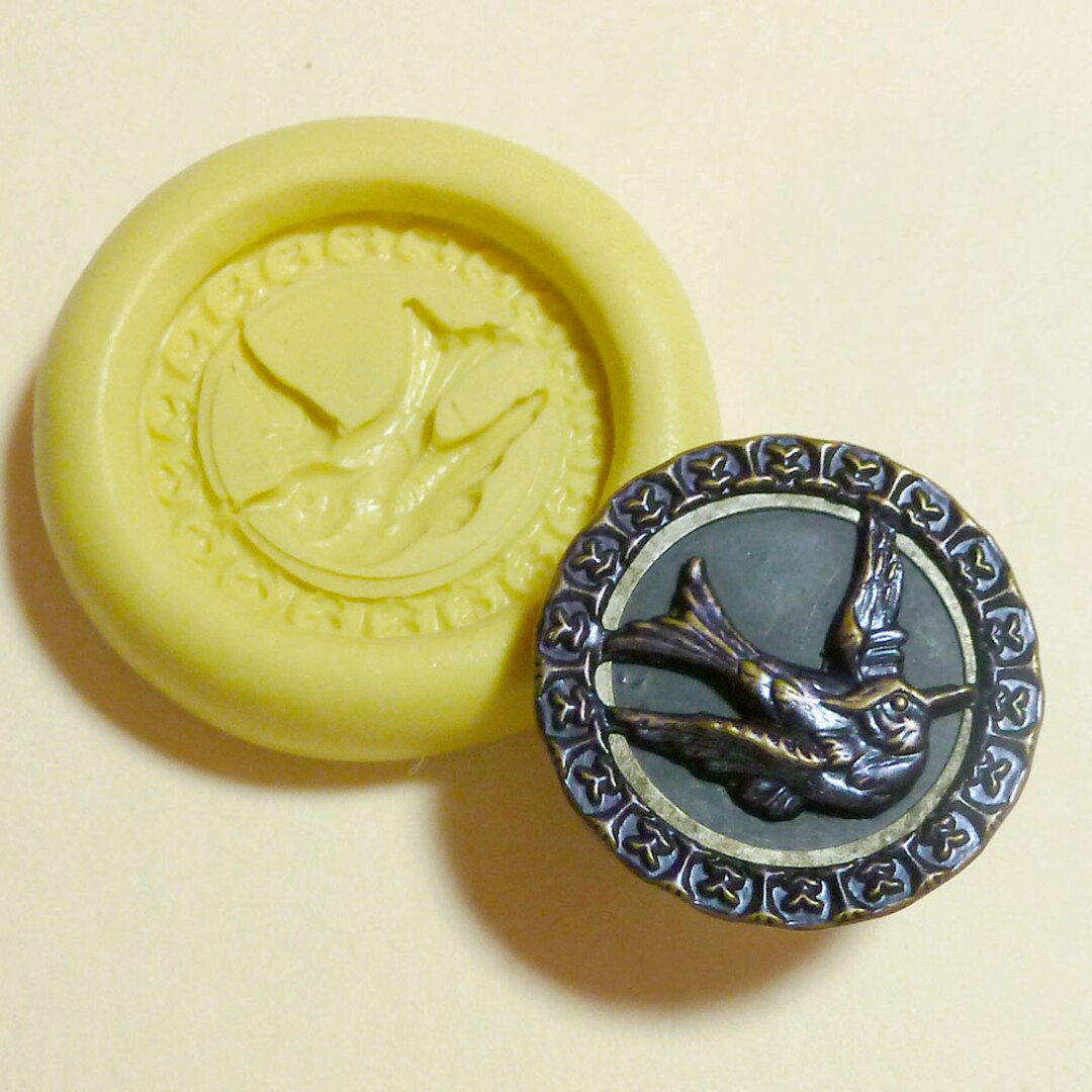 Antique Button Mold- Bird, Flexible Silicone Push Mold, PMC, Art Clay ...