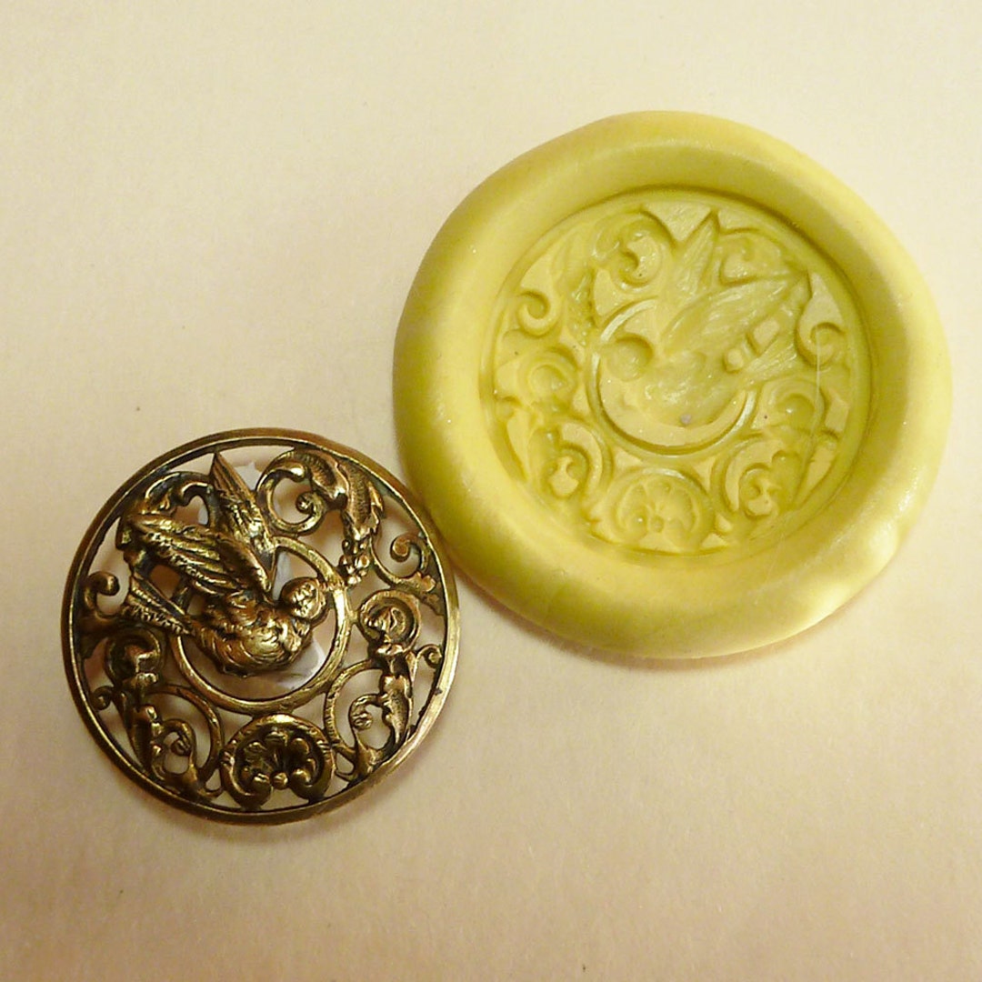 Antique Button Mold-openwork, Bird, Flexible Silicone Push Mold, PMC ...