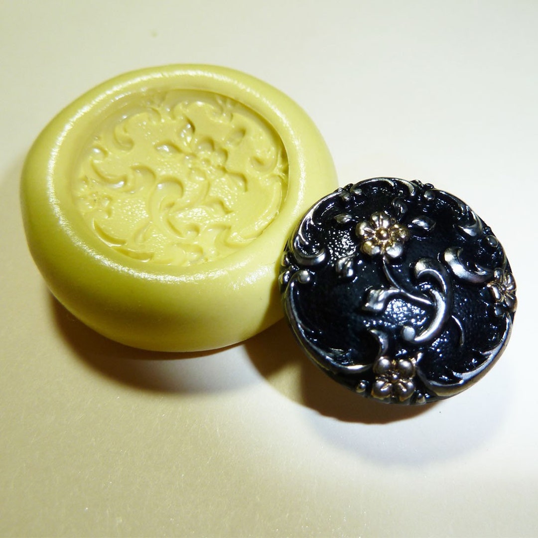 Antique Button Mold- Flowers, Floral, Flexible Silicone Push Mold, PMC ...