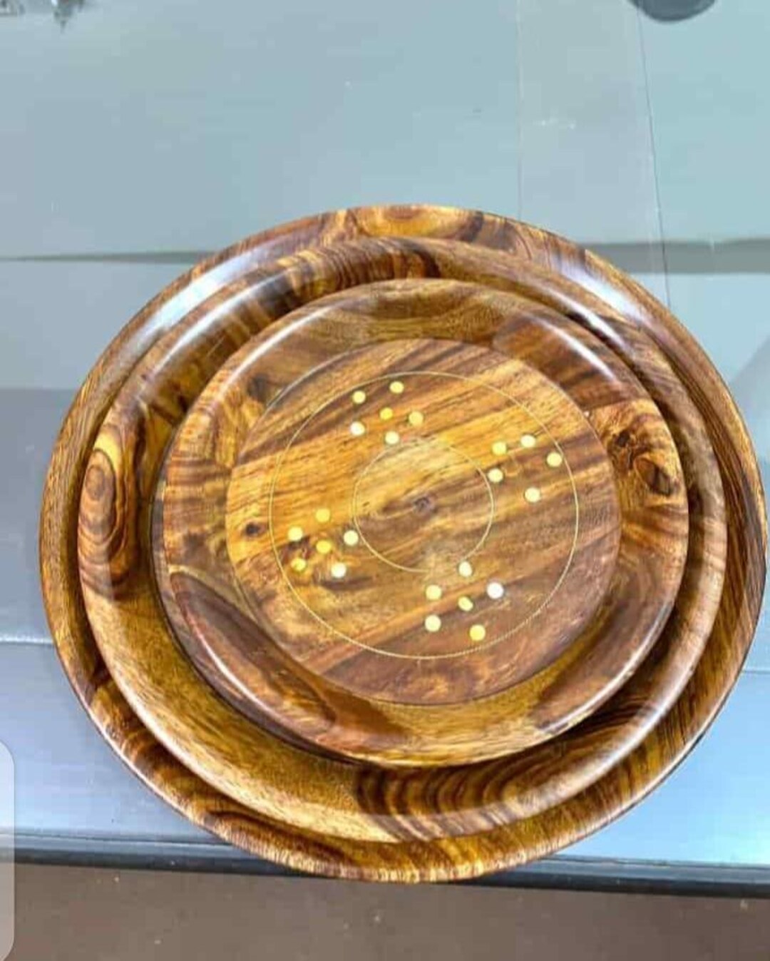 Wooden Serving Plate Set Rustic Boho Decor Handcrafted Sheesham Wood ...