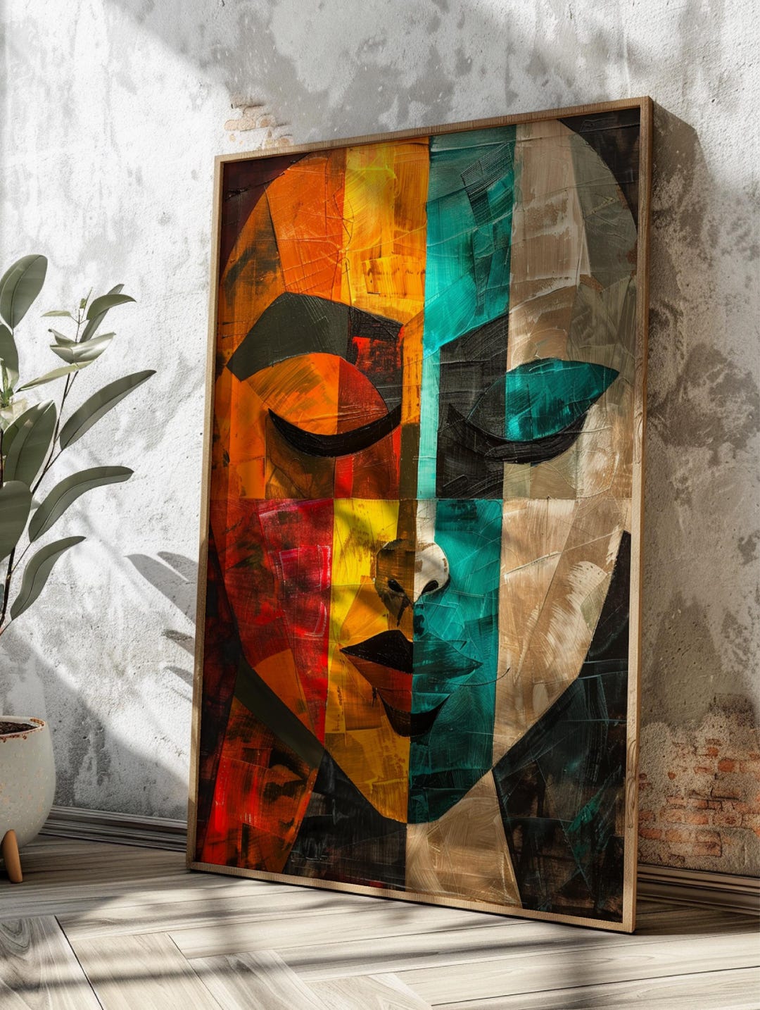 Picasso Abstract Duality Digital Art Print | Merged Faces Cubist ...