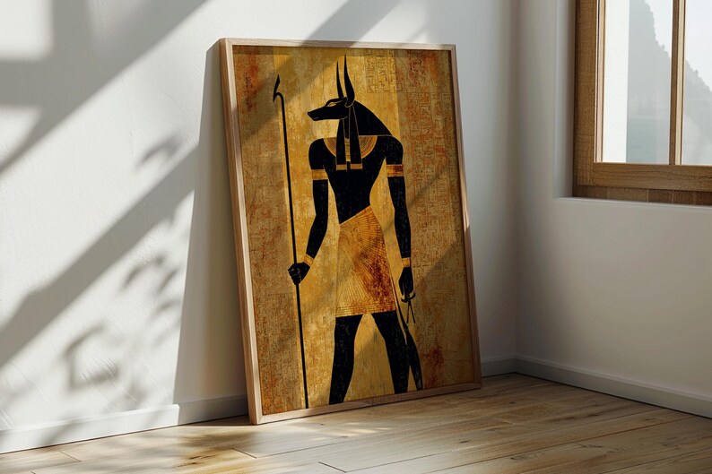 Anubis Egyptian God Digital Art Print | Minimalist Black & Gold ...