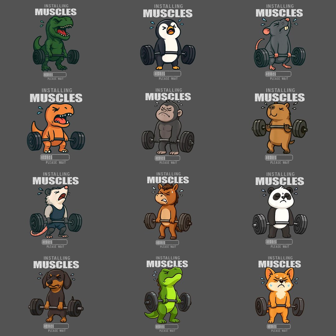 Installing Muscles PNG, Funny Gym Clipart, Cute Animal Weightlifting ...