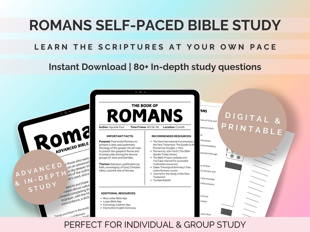 Romans Bible Study Printable | Christian Self-paced Bible Study Guide ...