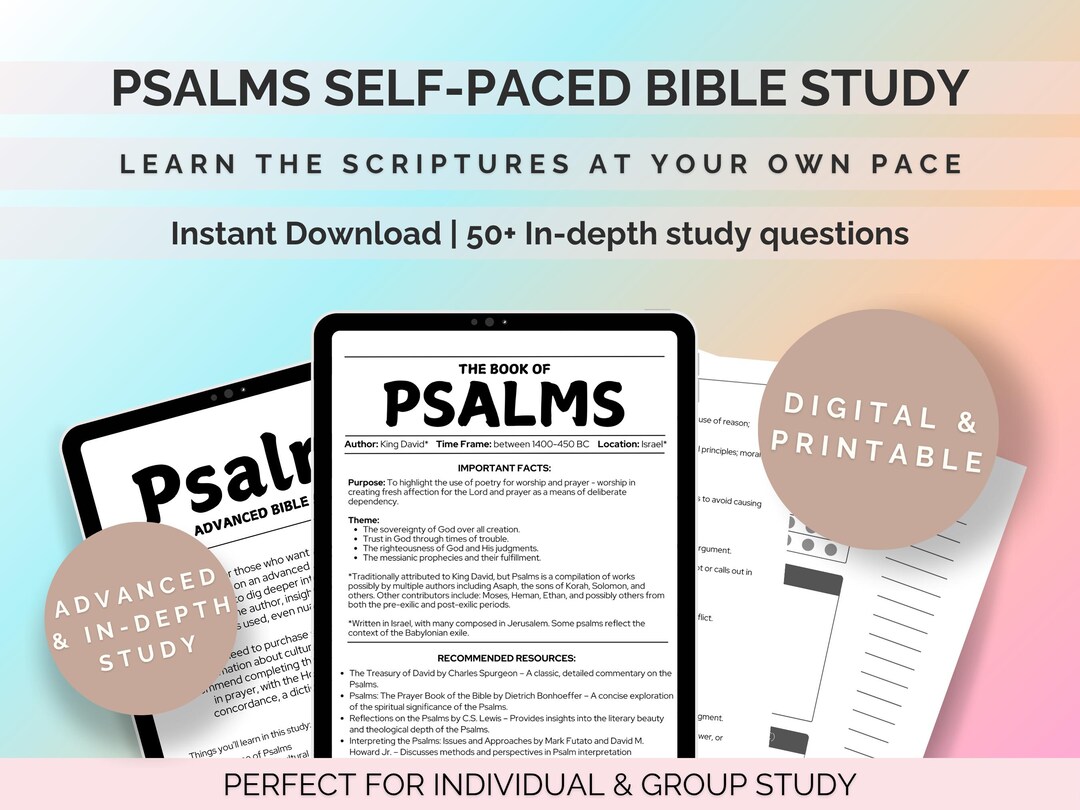 Psalms Bible Study Printable | Christian Self-paced Bible Study ...