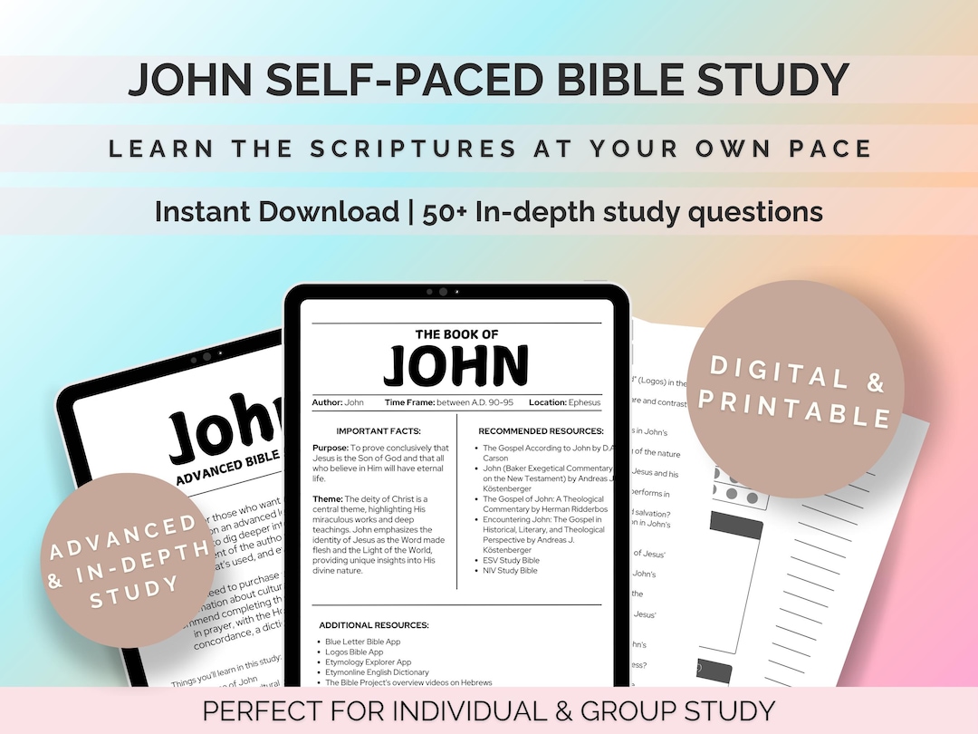 John Bible Study Printable | Christian Self-paced Bible Study Workbook ...