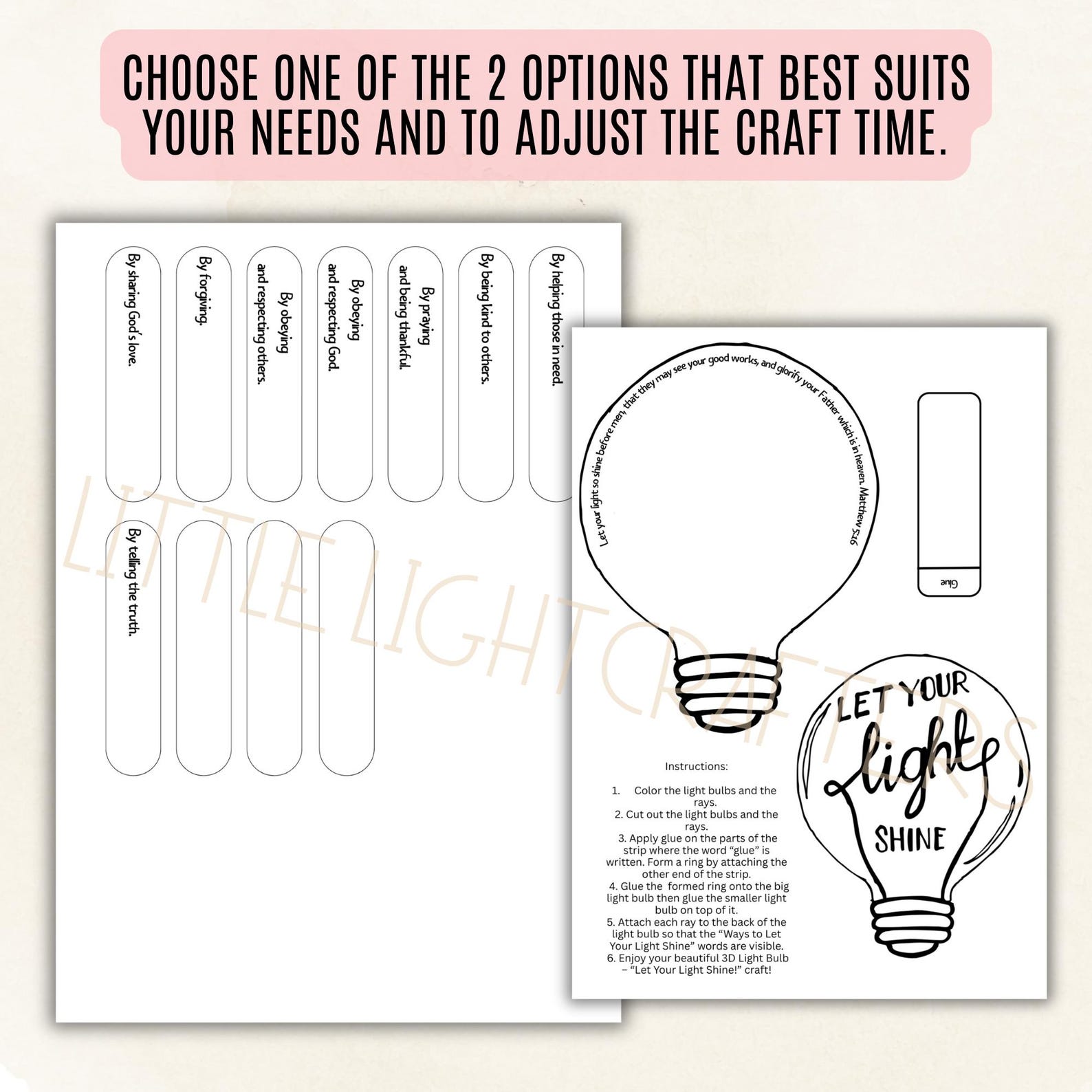 Let Your Light Shine 3D Craft, Matthew 5:16 for Kids, Bible Printable ...