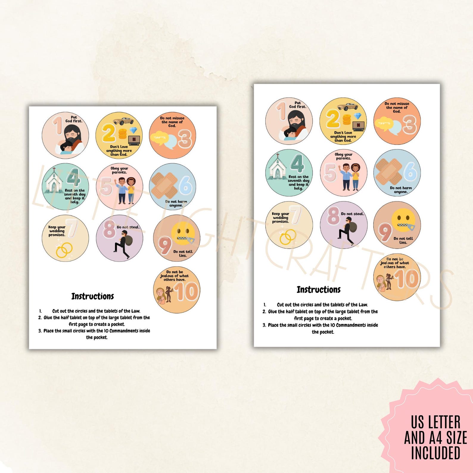 10 Commandments Pocket Craft, Tablets of Stone Craft, Christian ...