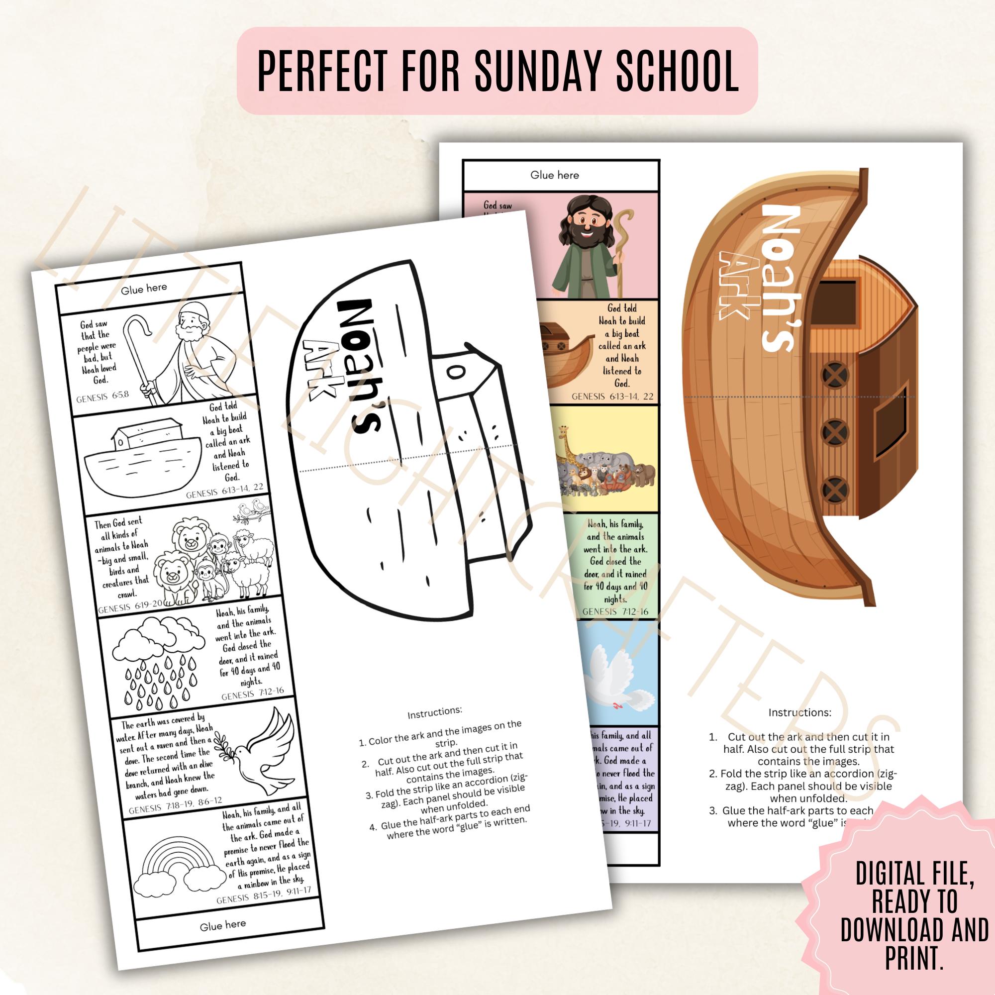 Noah's Ark Folding Surprise Craft, Noah Story for Kids, Bible Printable ...