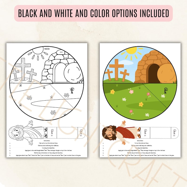 Easter Story Scene Craft, Coloring Paper for Kids, Bible Printable ...