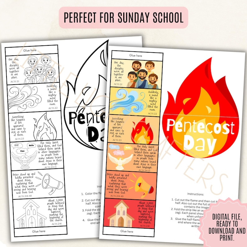 Pentecost Day Folding Surprise Craft, Holy Spirit, Pentecost Story for ...
