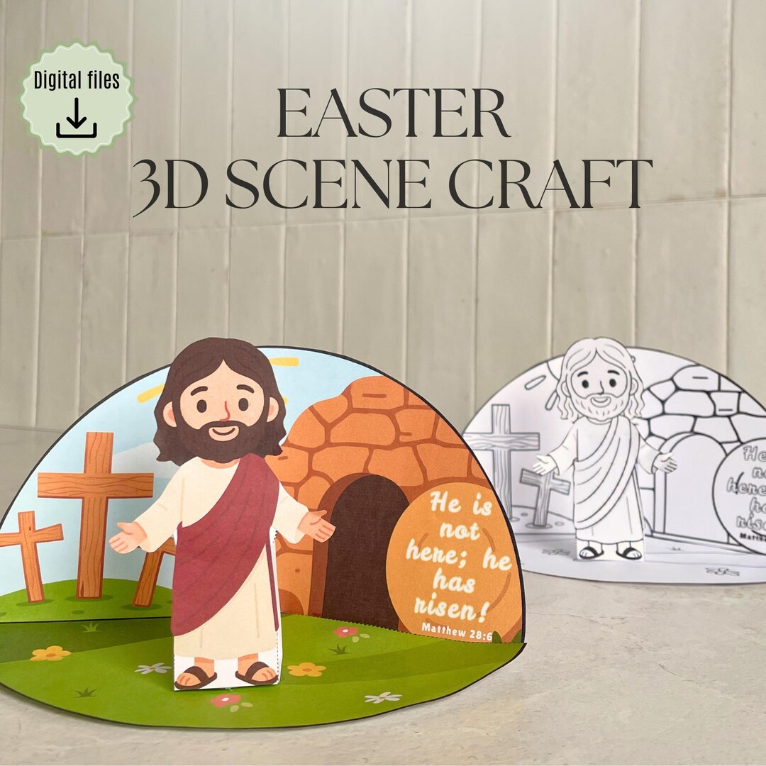 Easter Story Scene Craft, Coloring Paper for Kids, Bible Printable ...