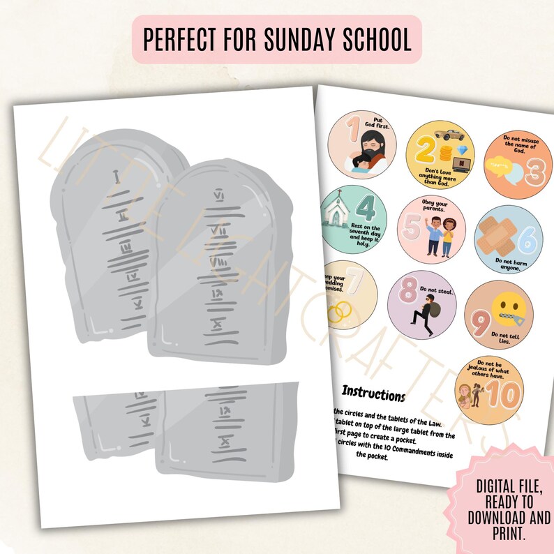 10 Commandments Pocket Craft, Tablets of Stone Craft, Christian ...