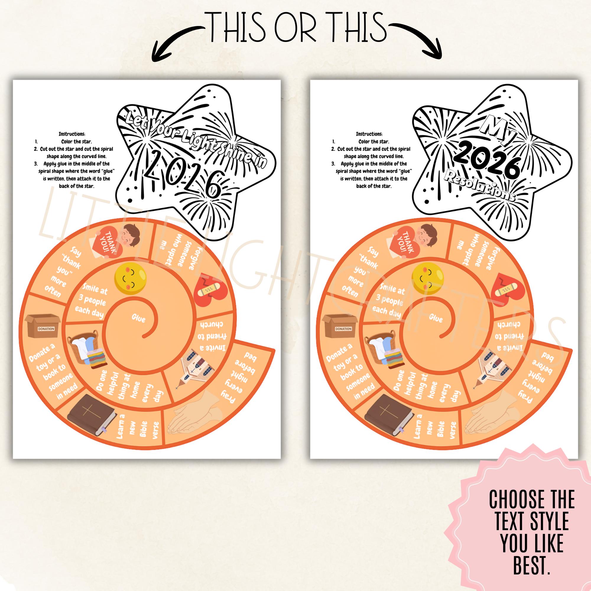 New Year Resolutions Spiral Craft, Christian Kids New Year Resolutions ...
