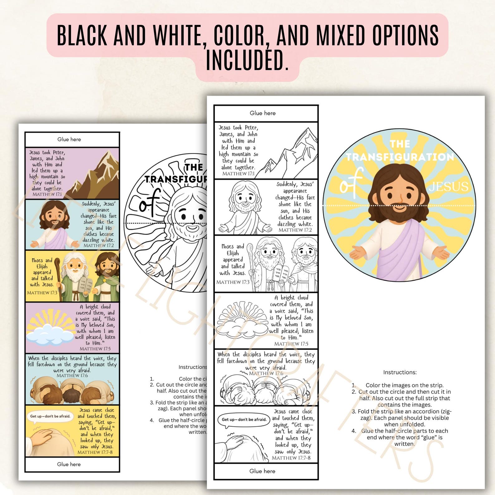 The Transfiguration of Jesus Folding Surprise Craft, Story for Kids ...