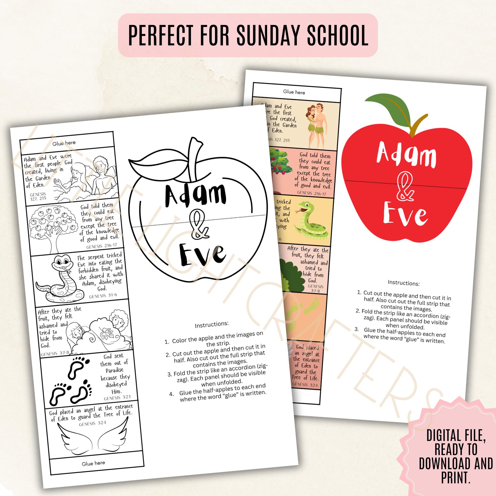 Adam and Eve Folding Surprise Craft, Adam and Eve Story for Kids, Bible ...