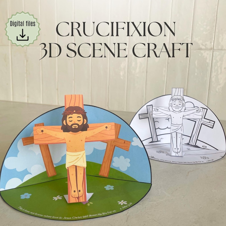 Crucifixion 3D Scene Craft, Holy Week for Kids, Bible Printable ...