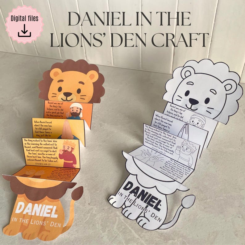 Daniel in the Lions' Den Folding Surprise Craft, Daniel Story for Kids ...
