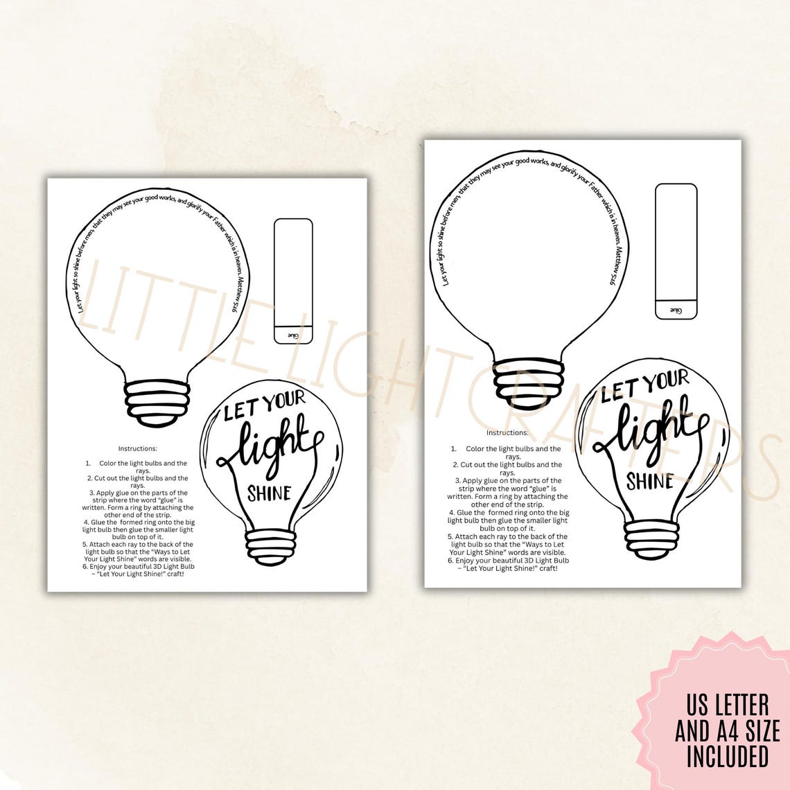 Let Your Light Shine 3D Craft, Matthew 5:16 for Kids, Bible Printable ...