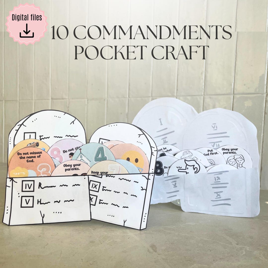 10 Commandments Pocket Craft, Tablets of Stone Craft, Christian ...
