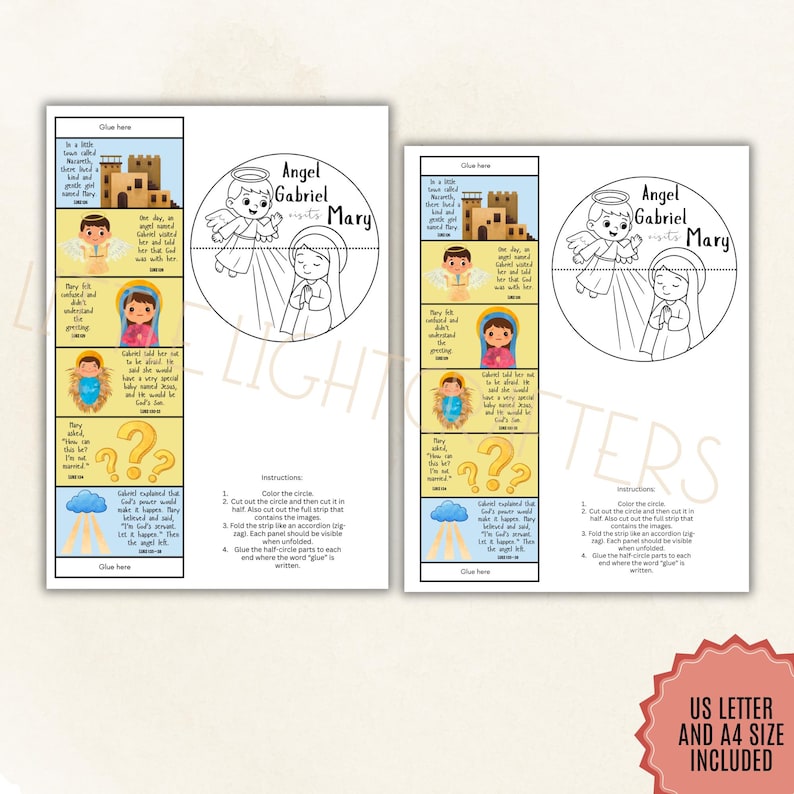 Angel Gabriel Visits Mary Folding Surprise Craft, Christmas Story for ...