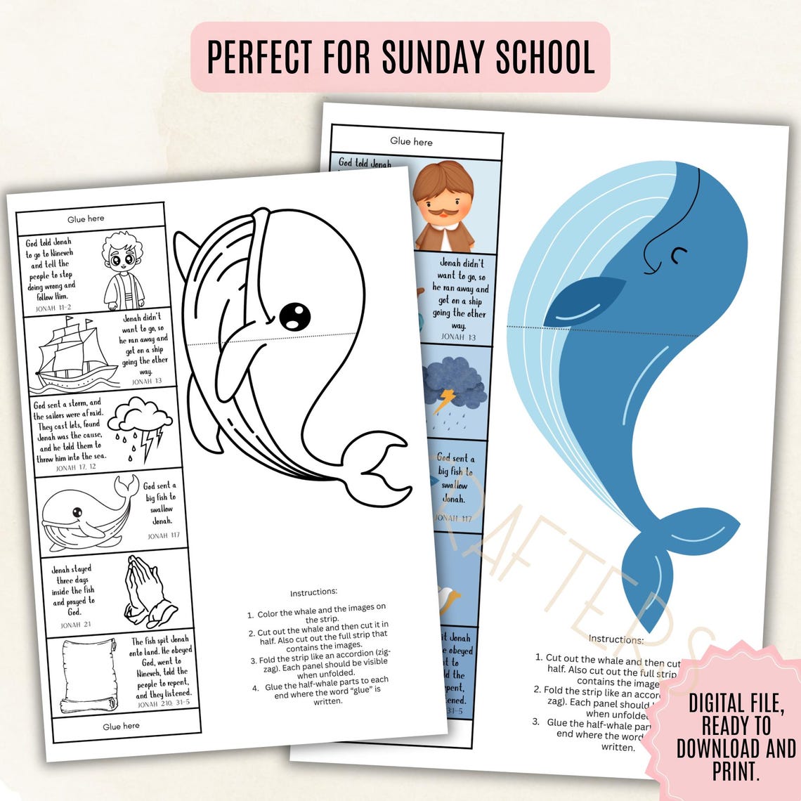 Jonah and the Whale Folding Surprise Craft, Jonah Story for Kids, Bible ...