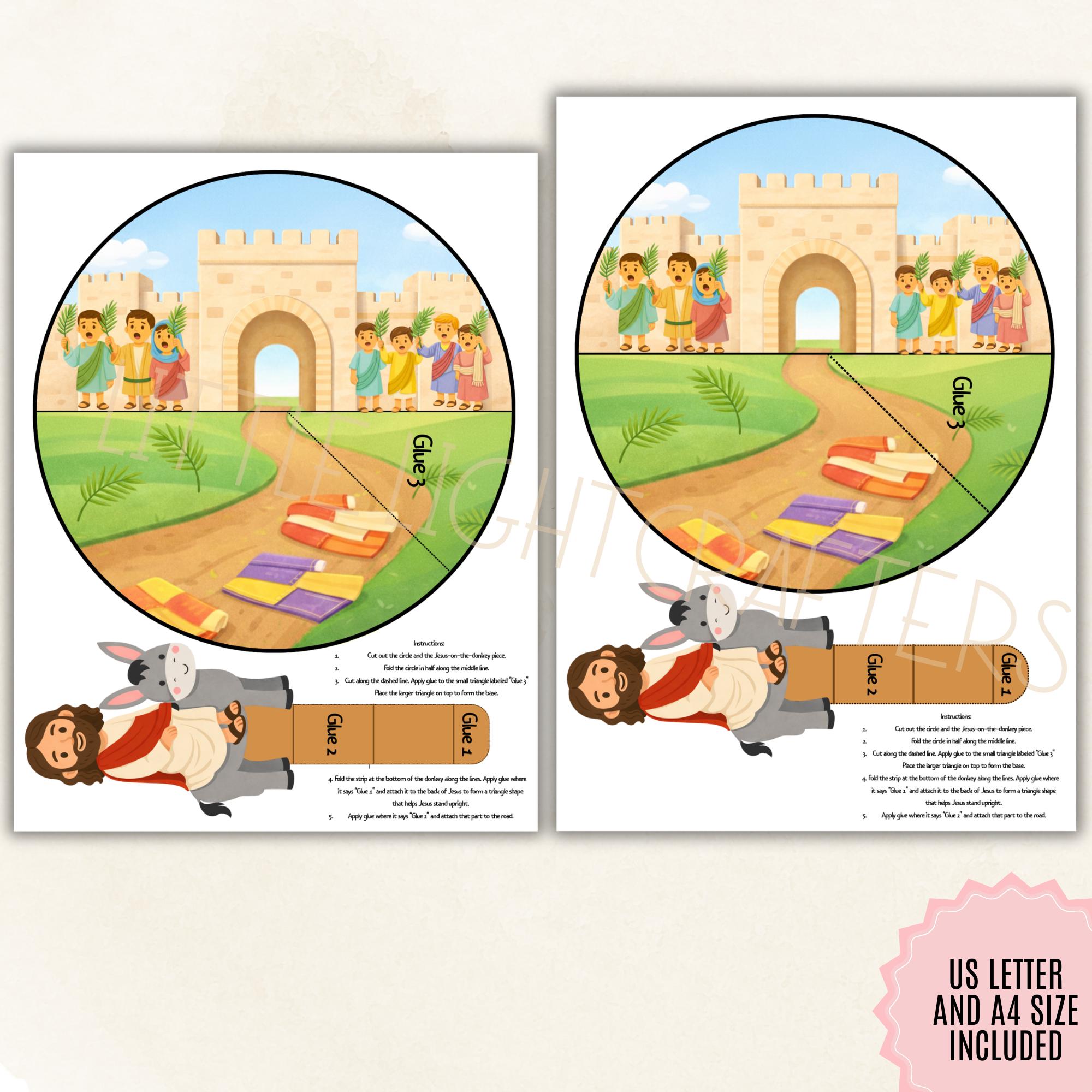 Palm Sunday 3D Scene Craft, Holy Week Story for Kids, Bible Printable ...